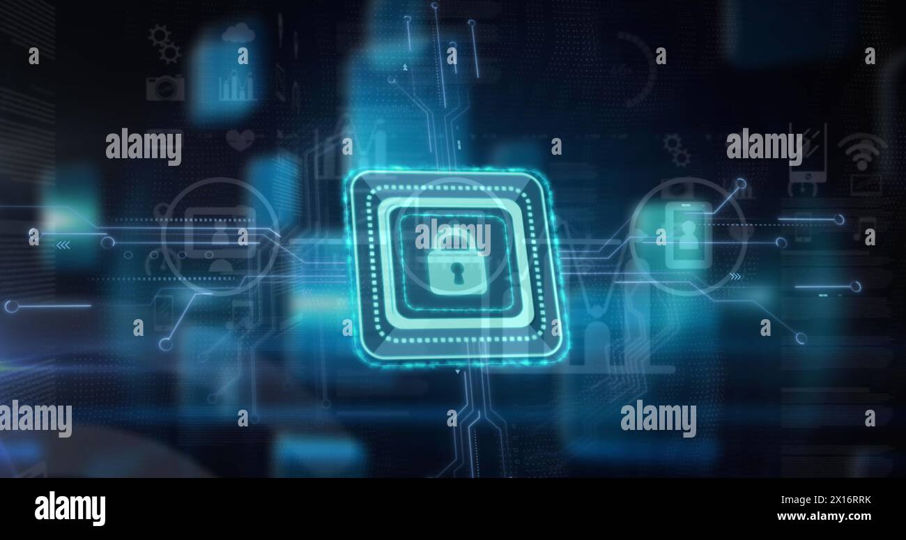 Animation padlock computer motherboard data hi-res stock photography ...