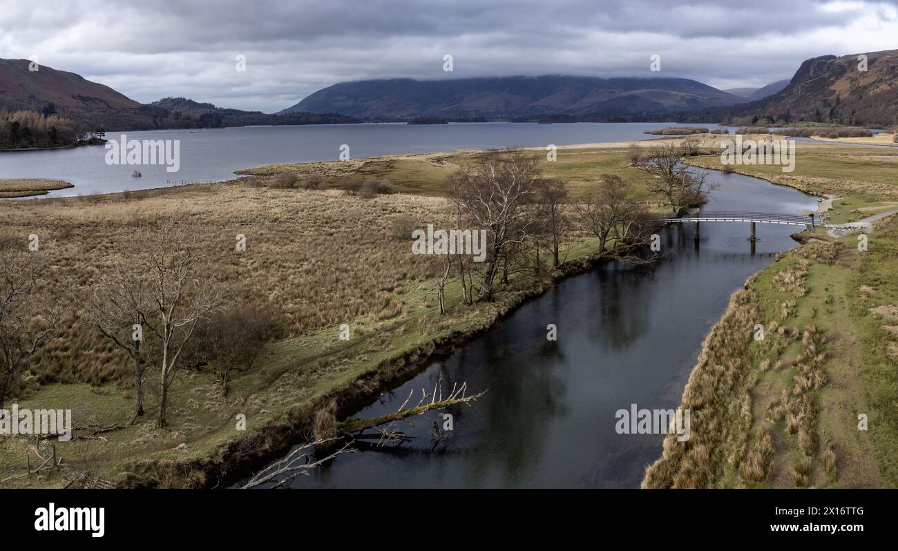 river derwent and great bay at the south end of derwent water and the ...