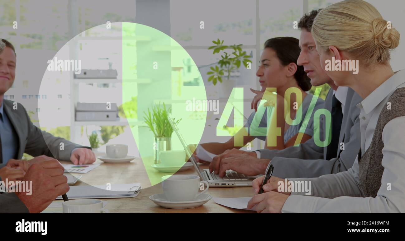 Image of pie chart with increasing numbers and percentile over diverse ...