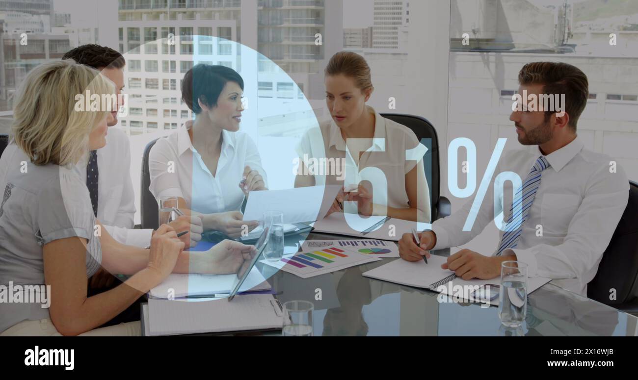 Image of pie chart, increasing numbers and percentile over diverse ...