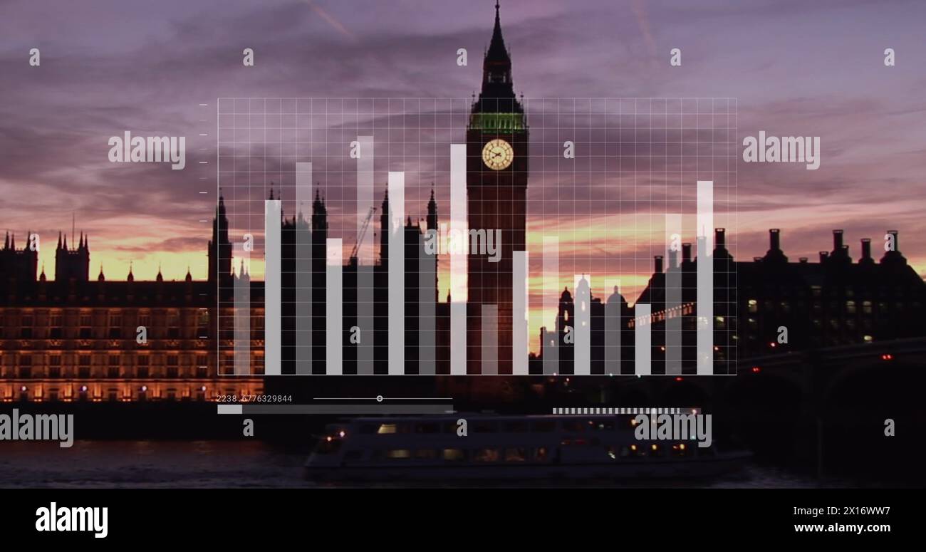Image of financial data processing over london cityscape Stock Photo ...