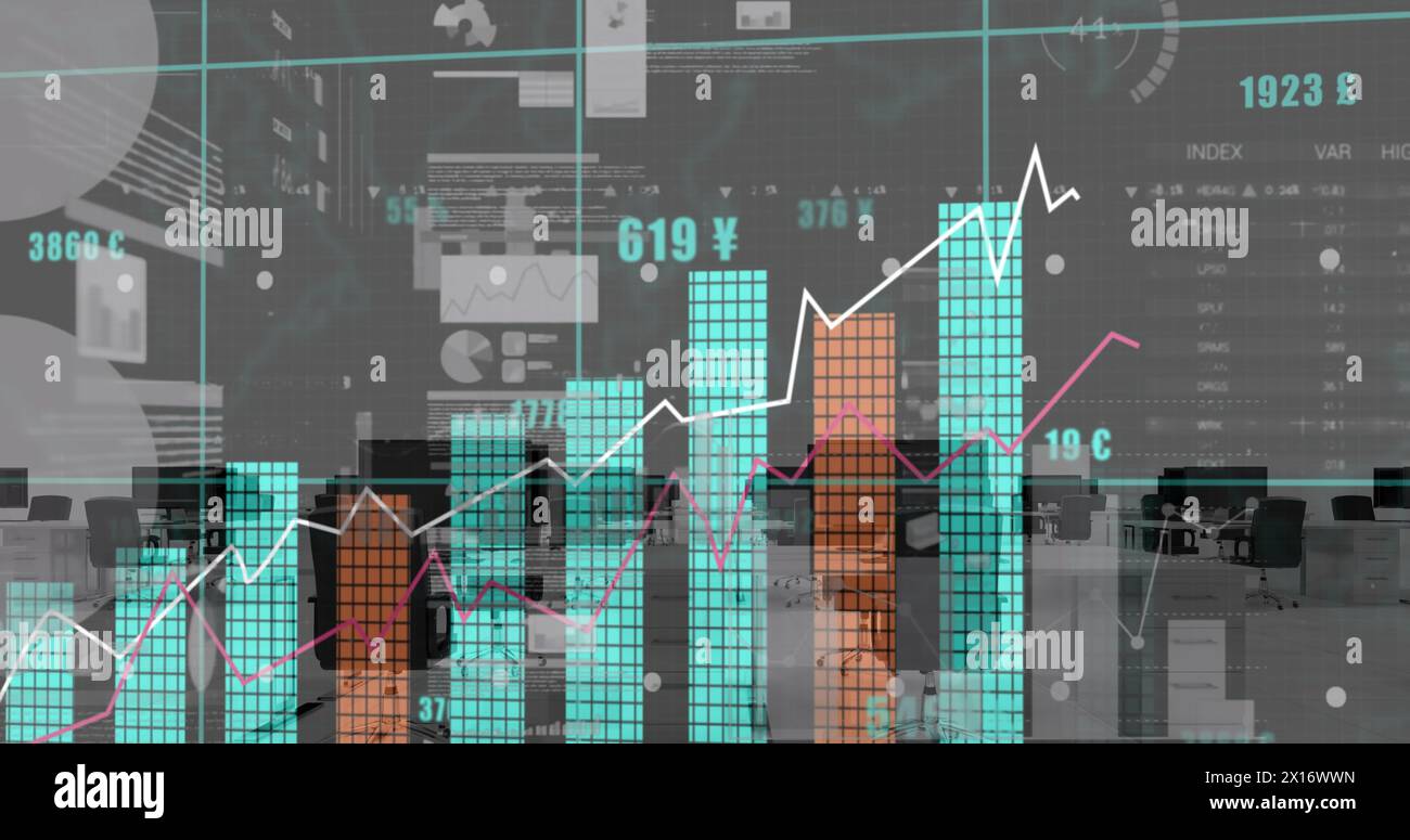 Image of statistical data processing over grid network against empty ...