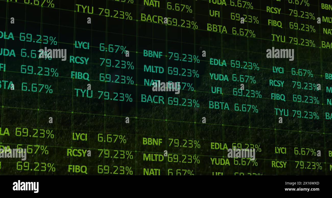 Image of financial data processing over football player kicking ball ...