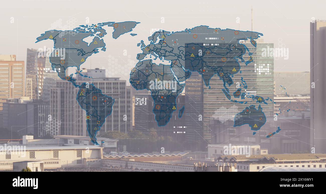 Data processing against world map hi-res stock photography and images ...