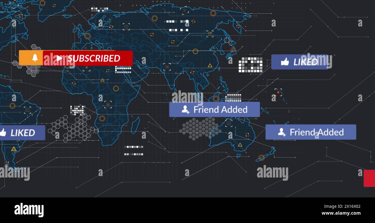 Image of text and icon in notification bars over circuit board pattern ...
