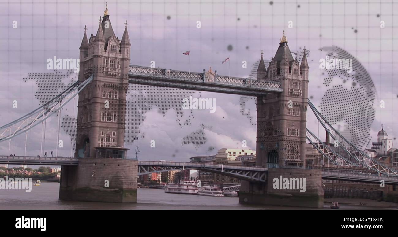 Image of globe and data processing over london cityscape Stock Photo ...