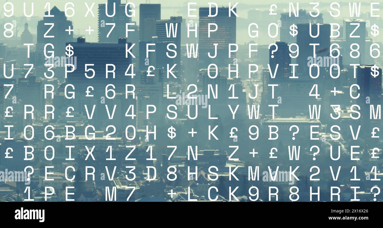 Image of data processing against aerial view of cityscape Stock Photo ...