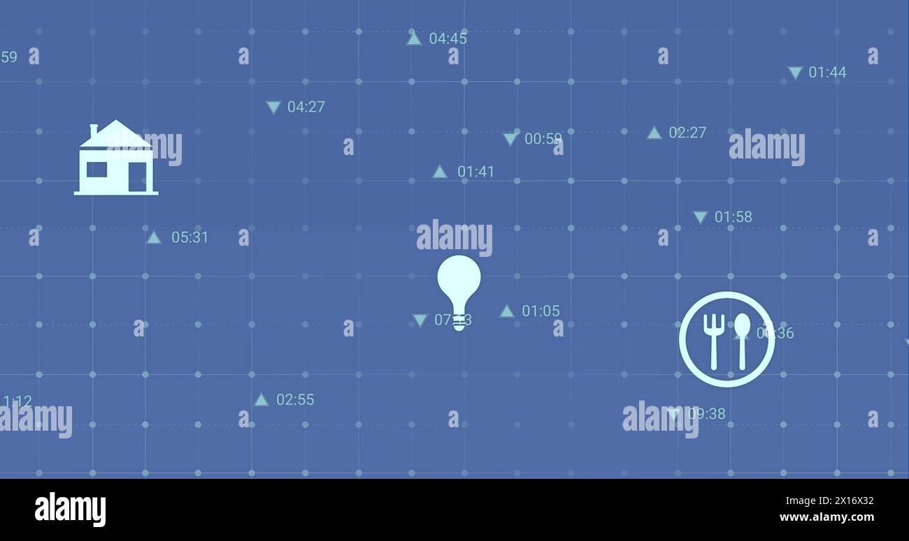 Image of data processing with icons over stock market Stock Photo - Alamy