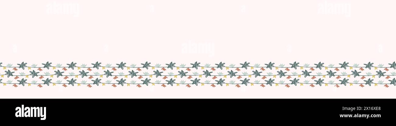 Modern vector border with pretty pressed floral drawing motifs ...