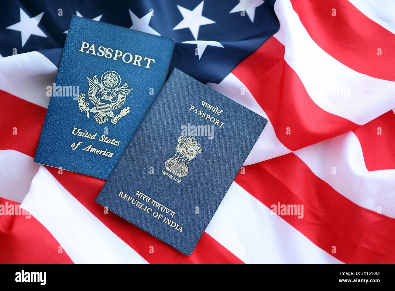 Passport of India with US Passport on United States of America folded ...