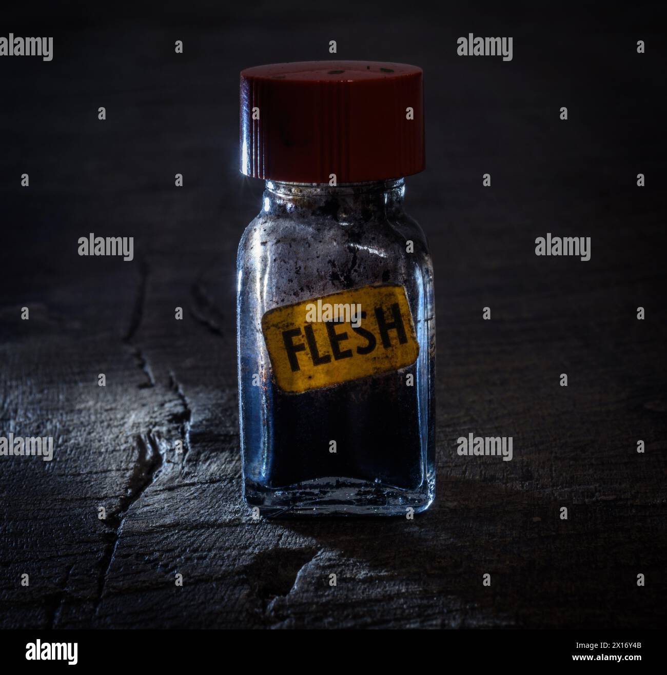 old dried ink bottle with flesh label Stock Photo - Alamy