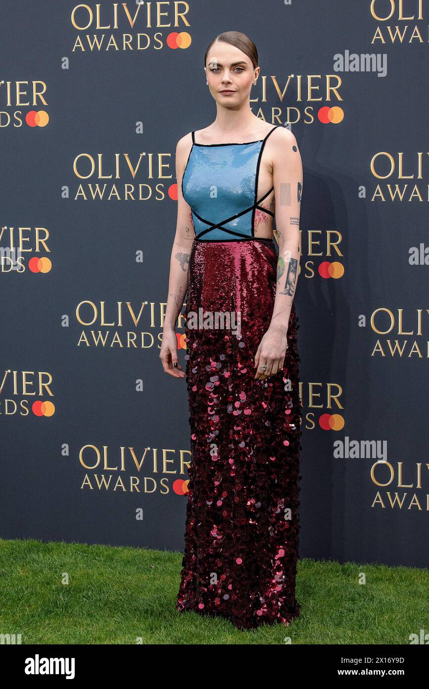 London, UK. 14th Apr, 2024. Model and Actress Cara Delevingne poses for ...