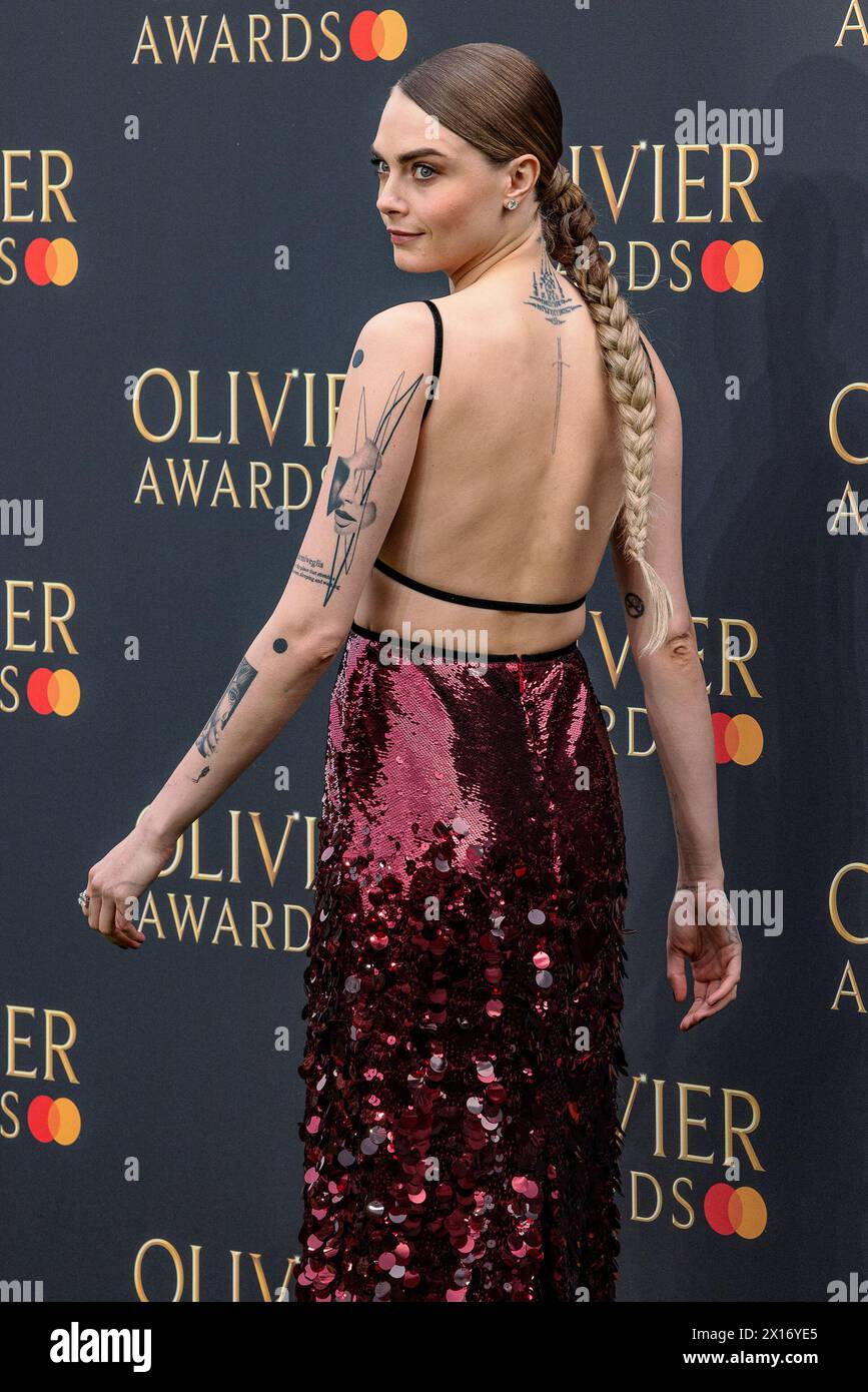 London, UK. 14th Apr, 2024. Model and Actress Cara Delevingne poses for ...