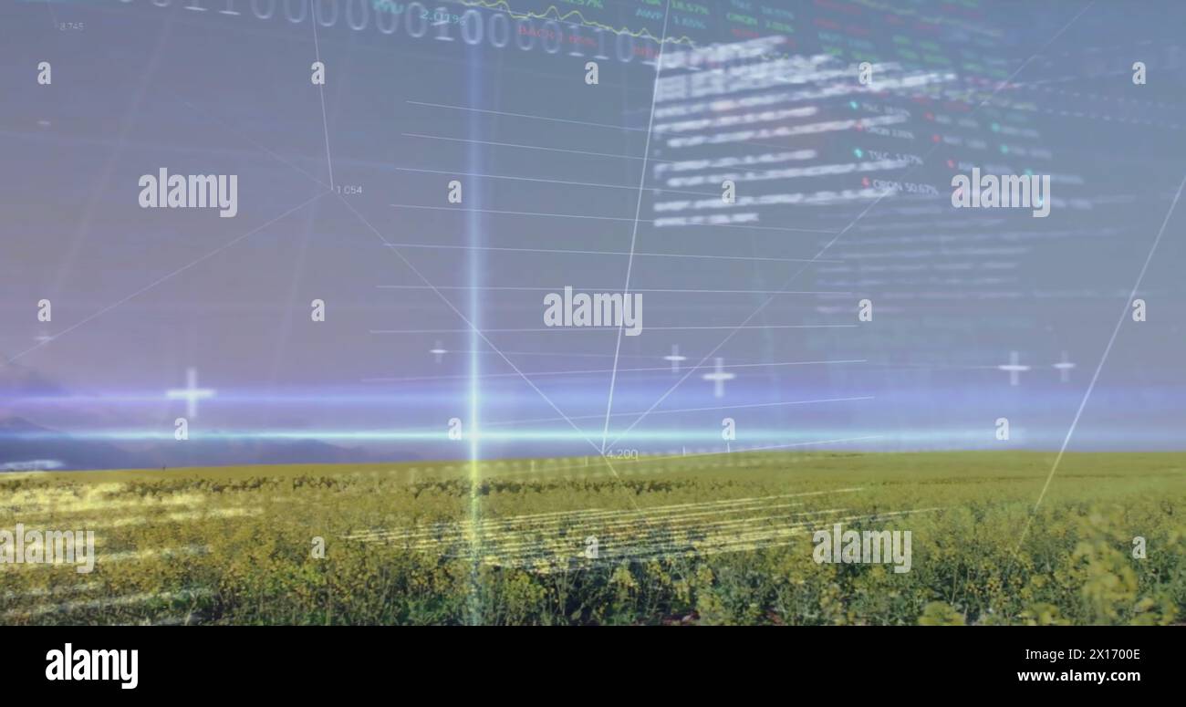 Image of stock market and data processing over field Stock Photo - Alamy