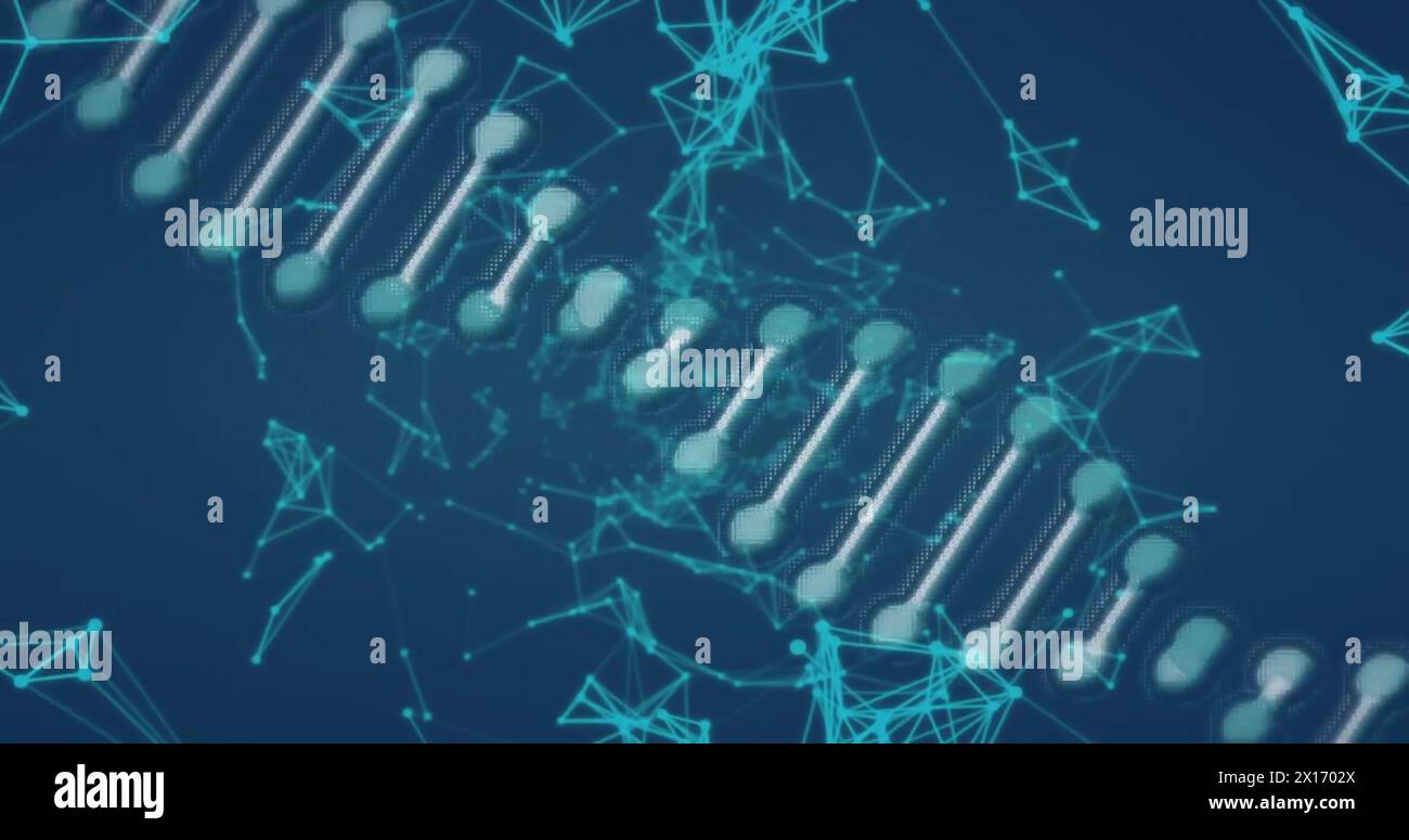 Image Of Rotating Molecular Structure Over Networks Of Connections On
