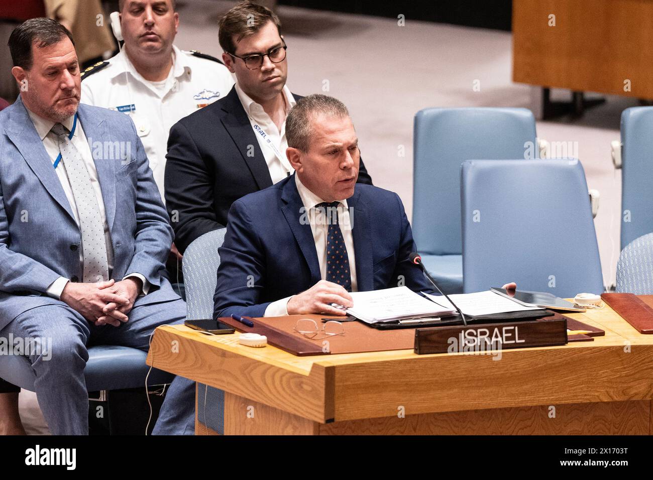 New York, New York, USA. 14th Apr, 2024. Ambassador Gilad Erdan of ...