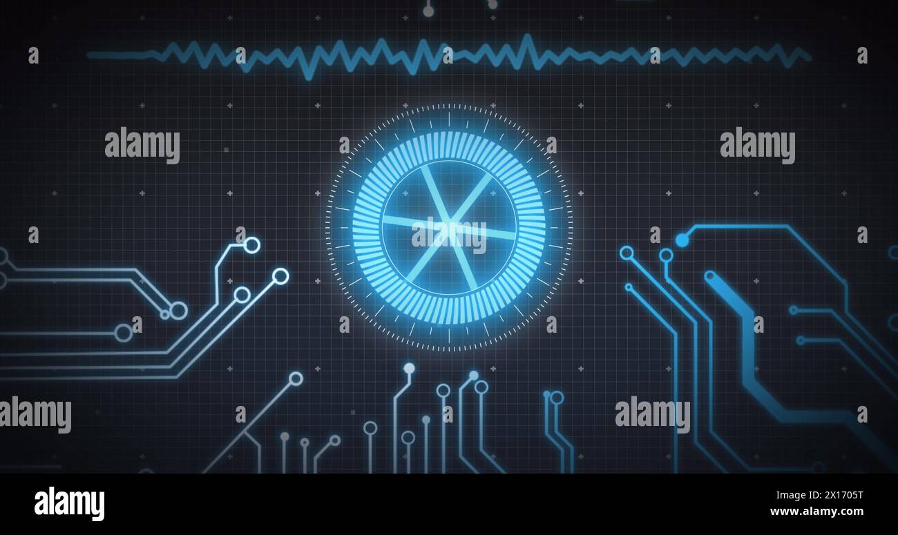 Image Of Scope Scanning And Data Processing Over Computer Circuit Board