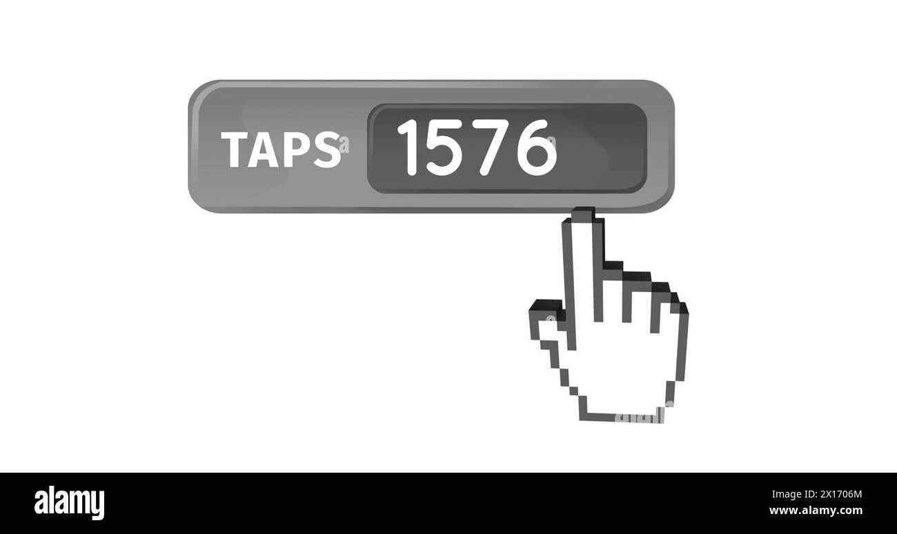 Image of numbers changing and taps text in grey banner with finger ...