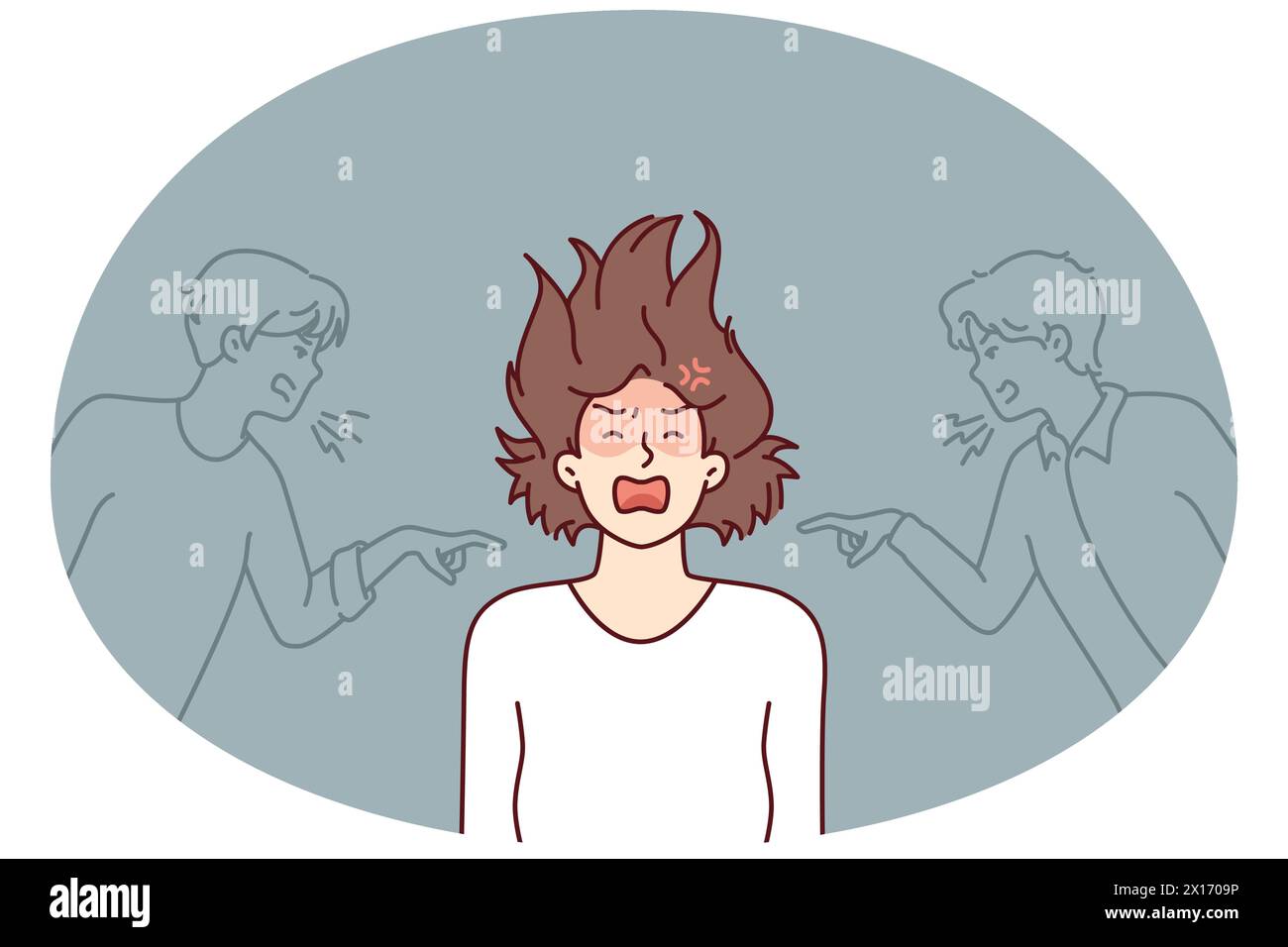 Depressed girl having panic attack and screaming after insulting two ...