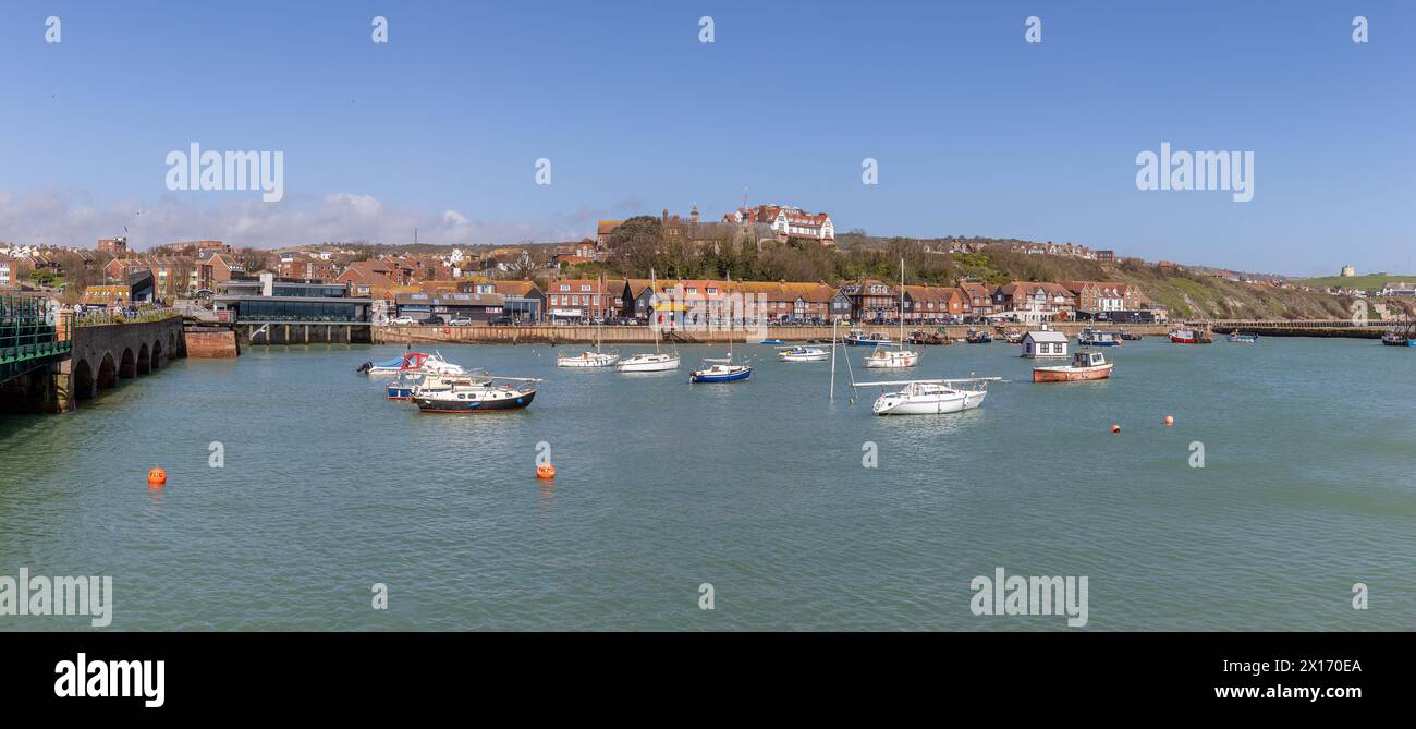 The outer harbour at high tide seen as panorama, taken 7th April 2024 ...