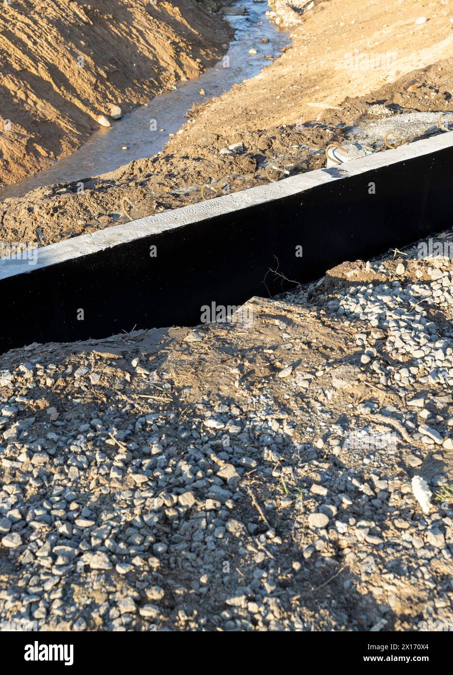 processing of concrete slabs on the riverbank during the construction ...