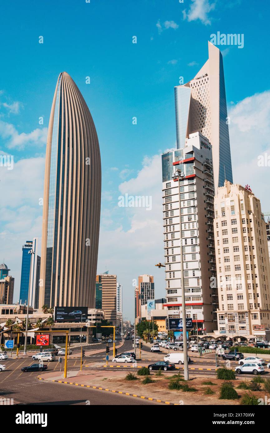 Skyscrapers in the business district of Kuwait City, notably Al Hamra ...
