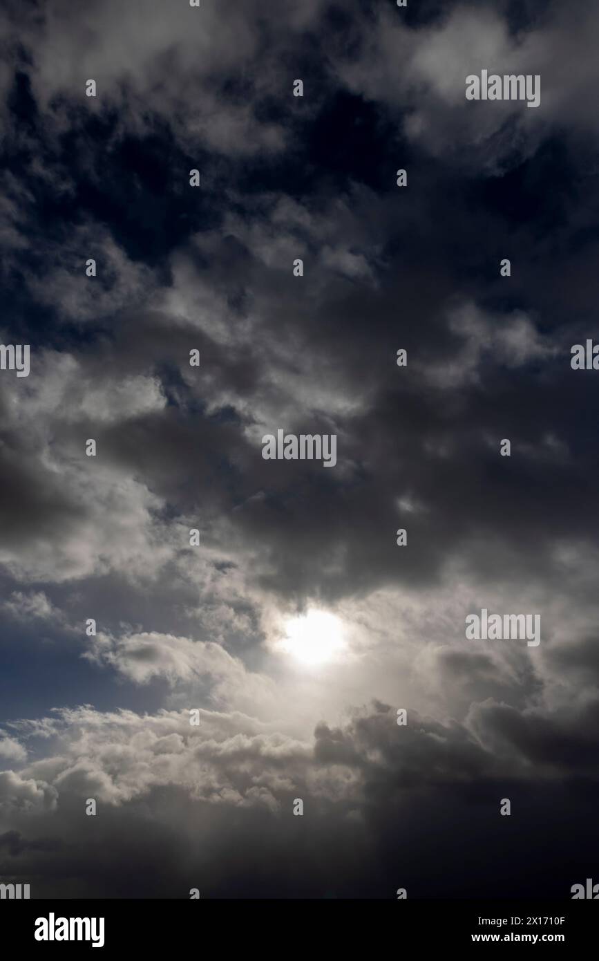 blue sky in February with clouds before snowfall, blue sky and clouds ...