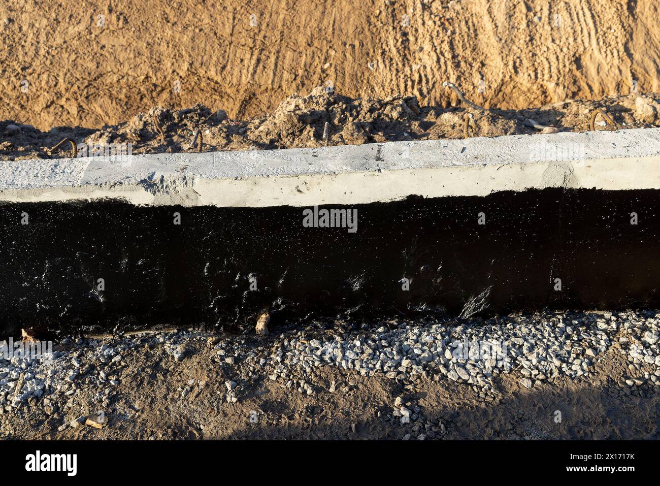 processing of concrete slabs on the riverbank during the construction ...