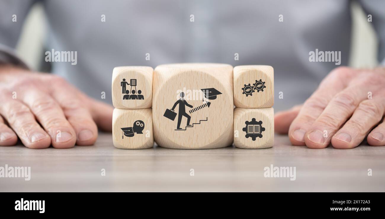 Wooden blocks with symbol of continuing education concept Stock Photo ...