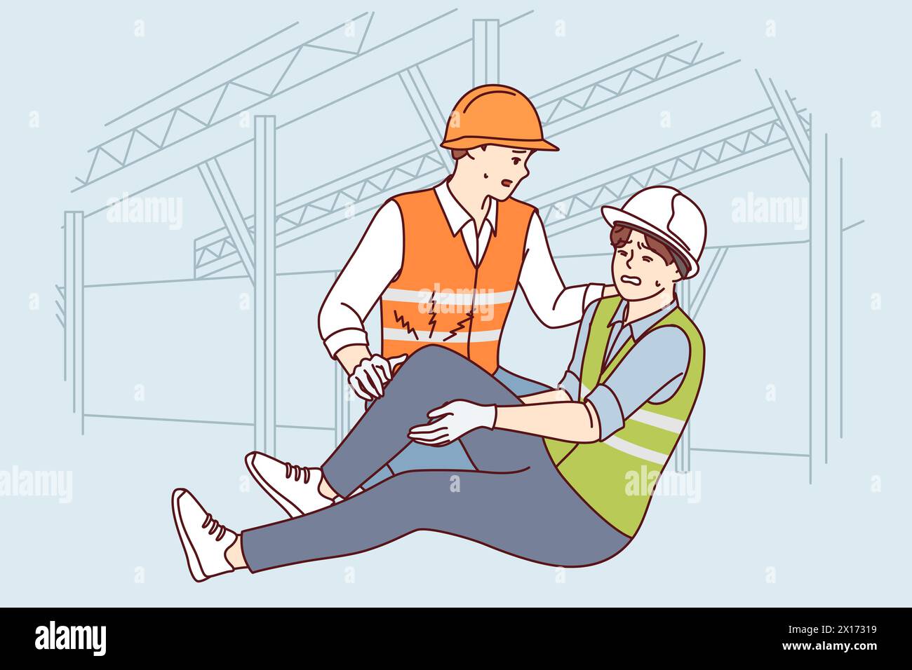 Construction worker helps colleague broke leg and was injured at work ...