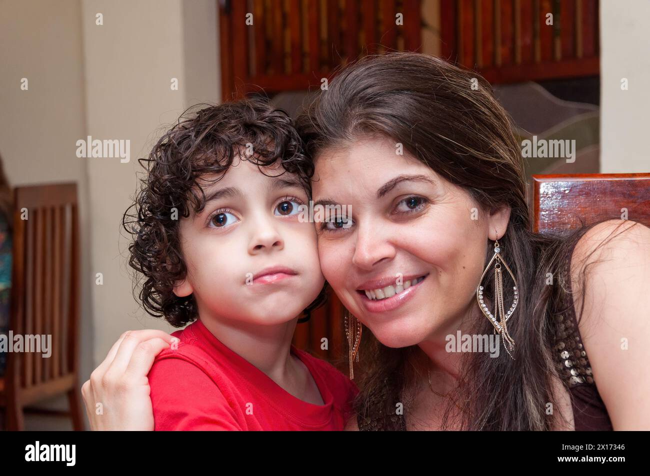 Mother and son. Portrait of real Cuban people Stock Photo - Alamy
