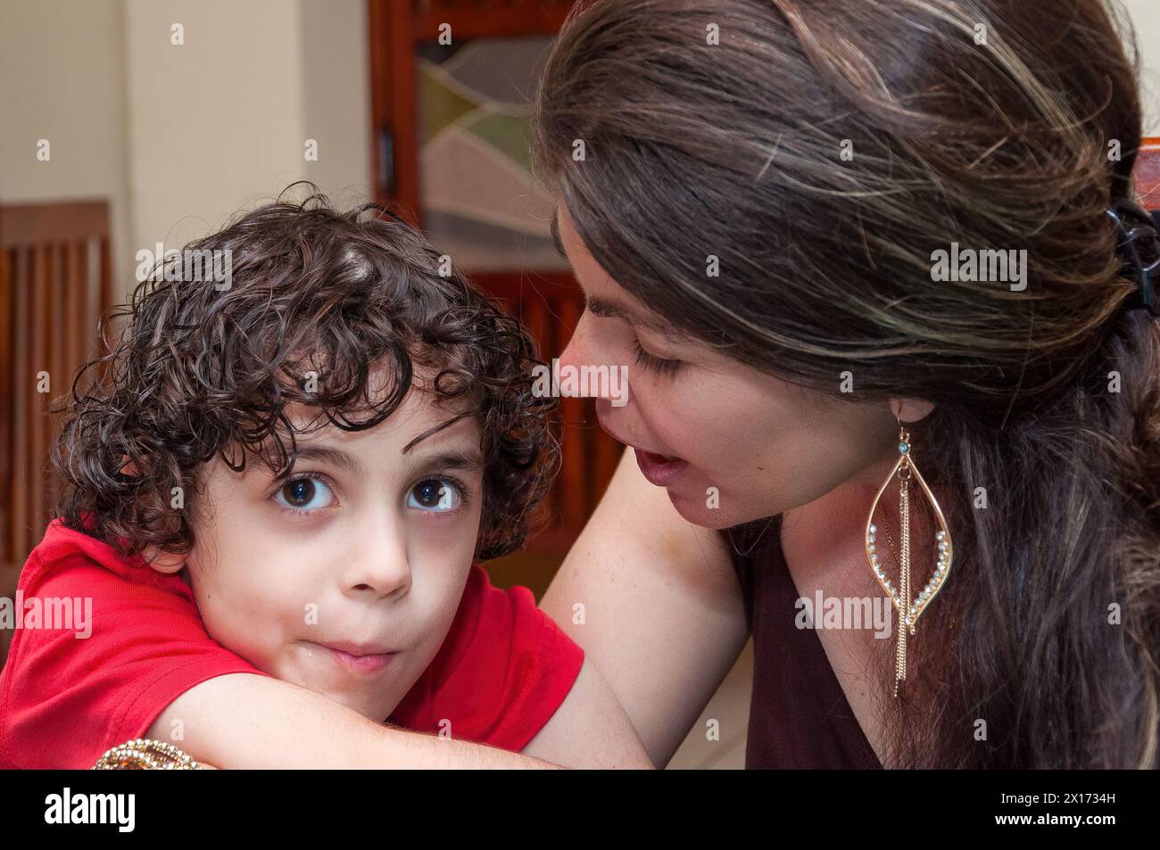 Mother and son. Portrait of real Cuban people Stock Photo - Alamy