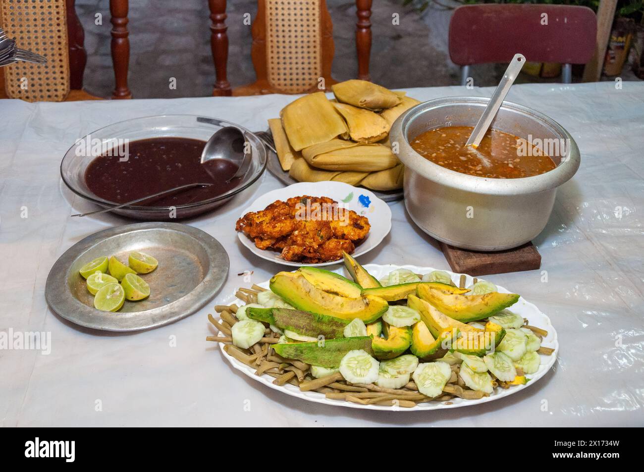 Traditional Cuban food on real life family table, Cuba Stock Photo - Alamy
