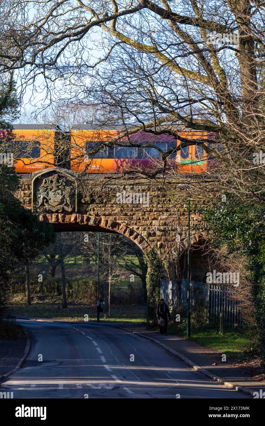 West Midland train passing over the Coat of Arms bridge at Stivichall ...