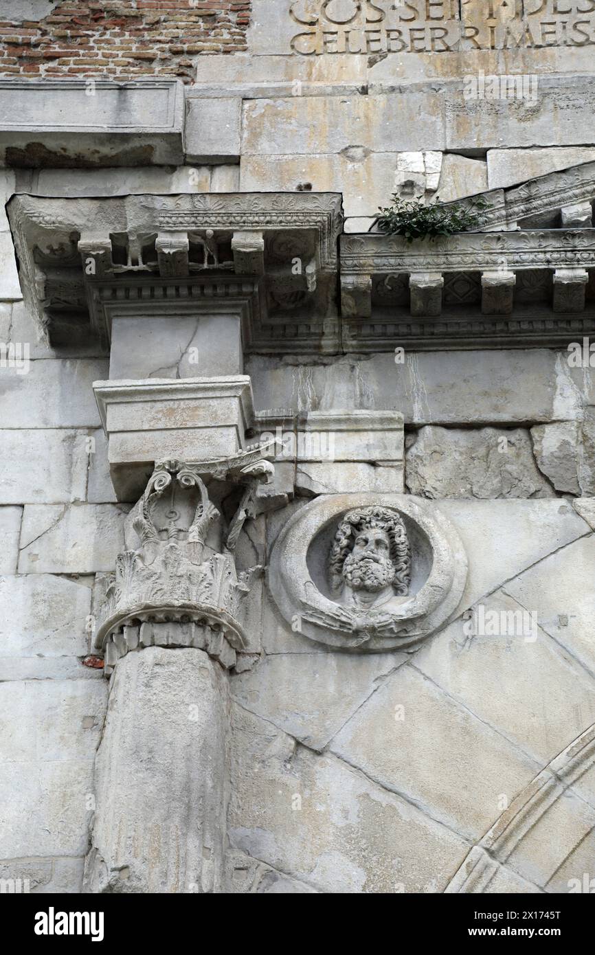 Jupiter on the Arch of Augustus in Rimini Stock Photo - Alamy