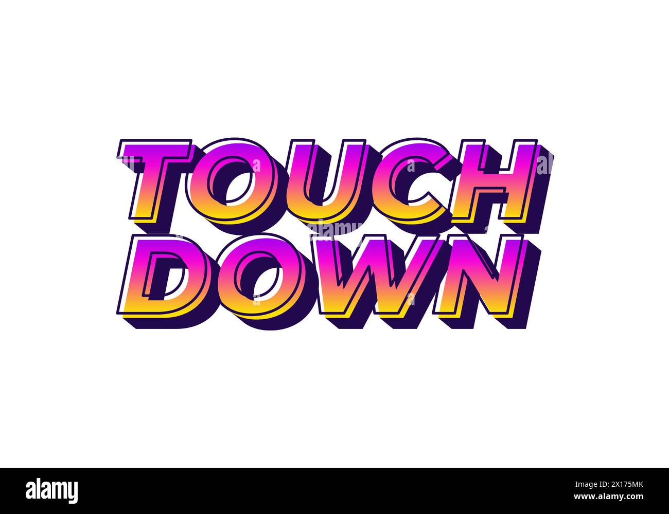 Touch down. Text effect design in eye catching color with 3d look ...