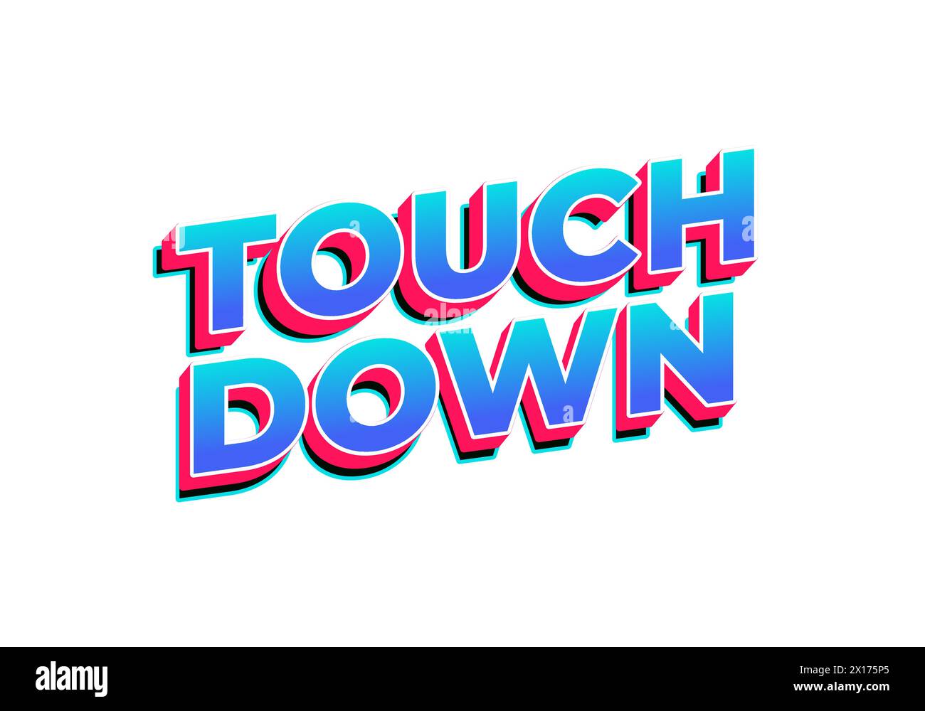 Touch down. Text effect design in eye catching color with 3d look ...