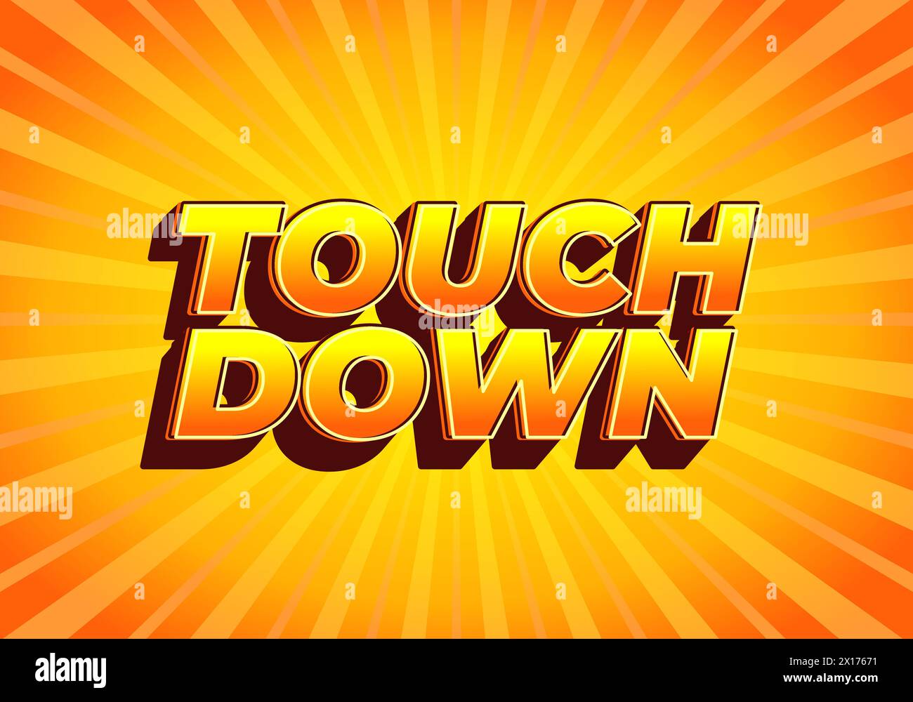 Touch down. Text effect design in eye catching color with 3d look ...