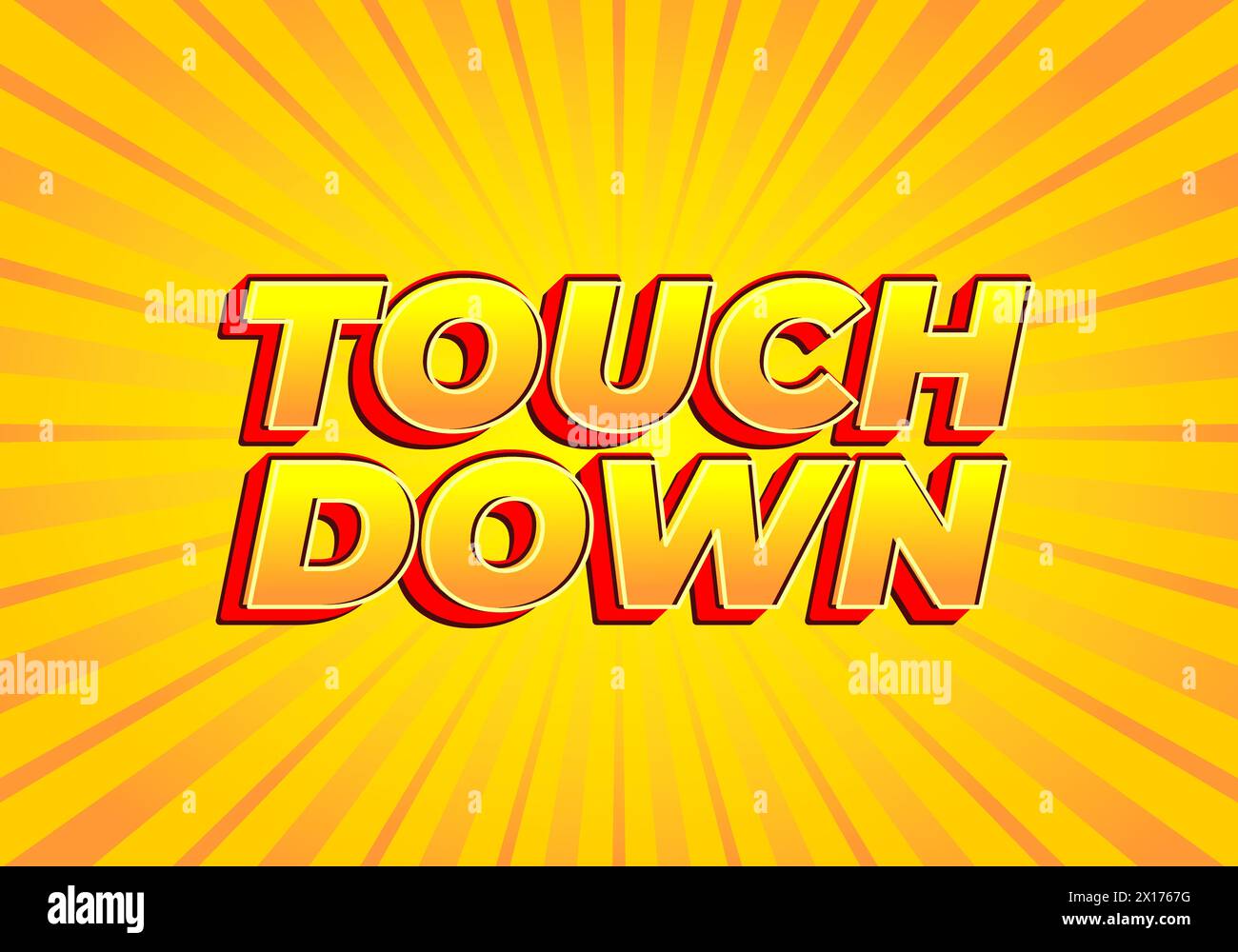 Touch down. Text effect design in eye catching color with 3d look ...