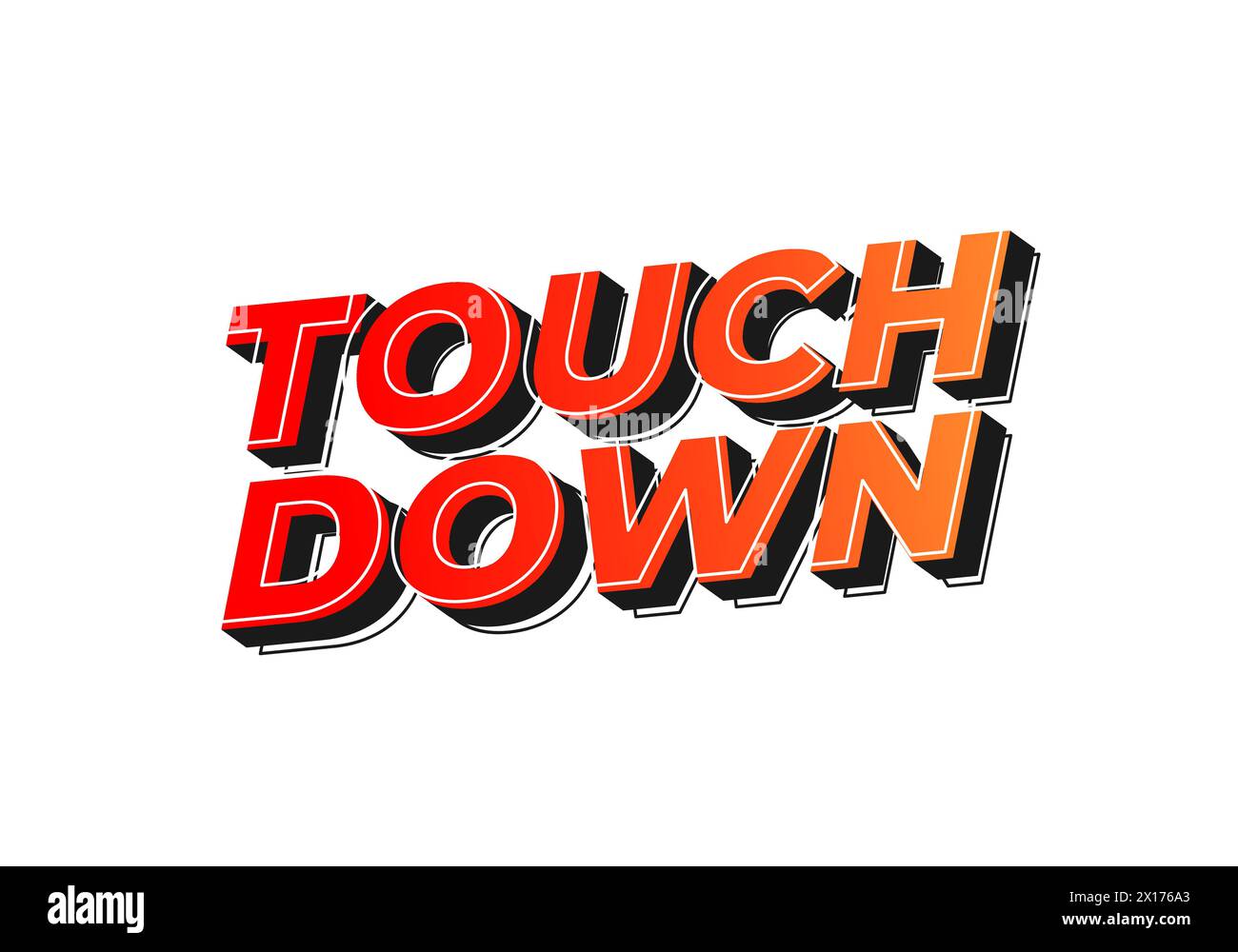 Touch down. Text effect design in eye catching color with 3d look ...