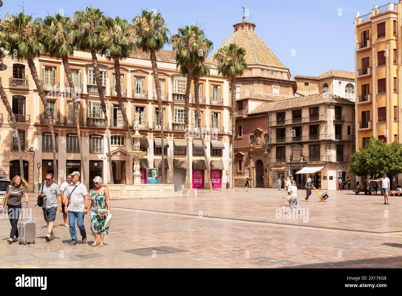 Main square (Plaza de la Constitucion) in the city of Málaga in Spain ...