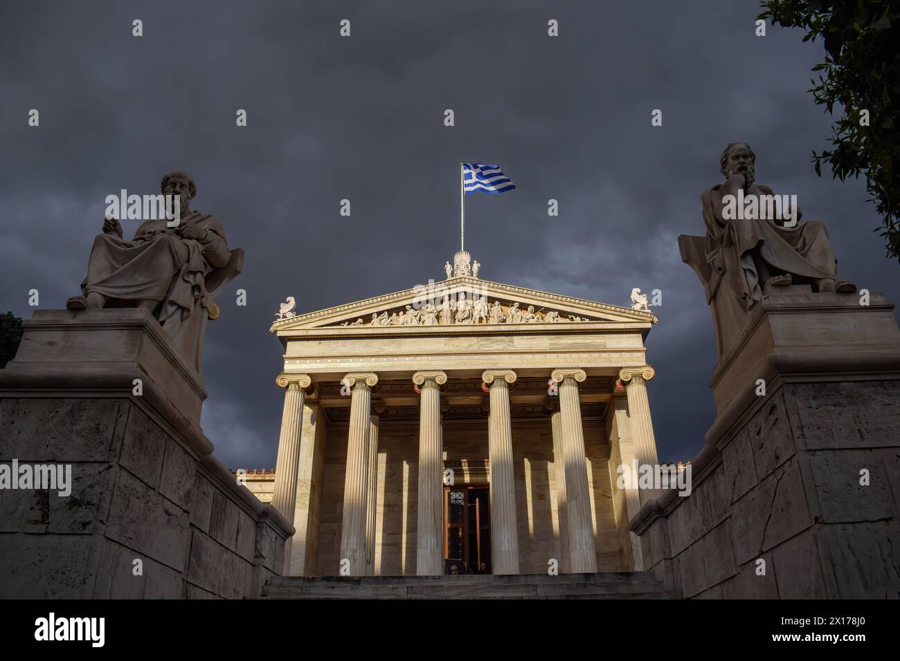 Athens, Greece: A view of the neoclassical building of the Academy of ...