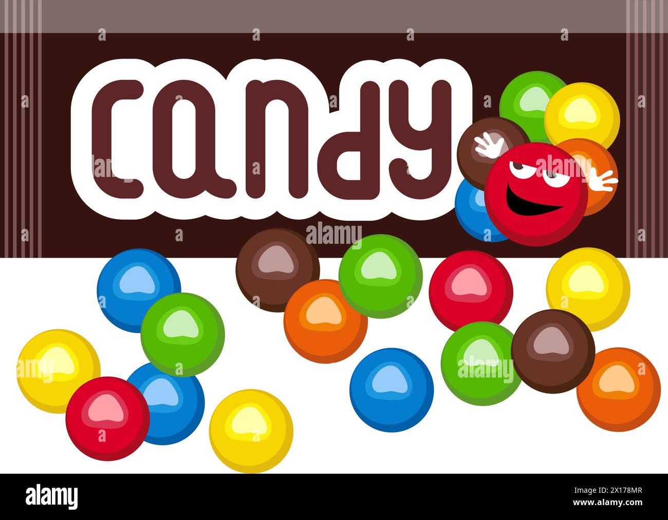 vector background with colorful mm candies isolated on white background ...
