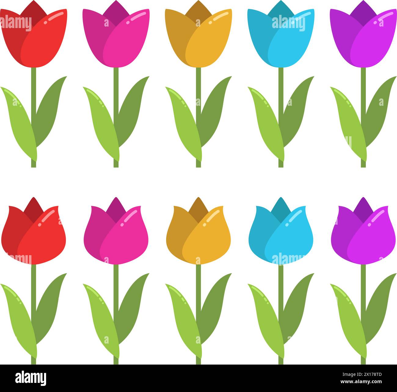 vector set of colorful tulip graphic drawings isolated on white ...