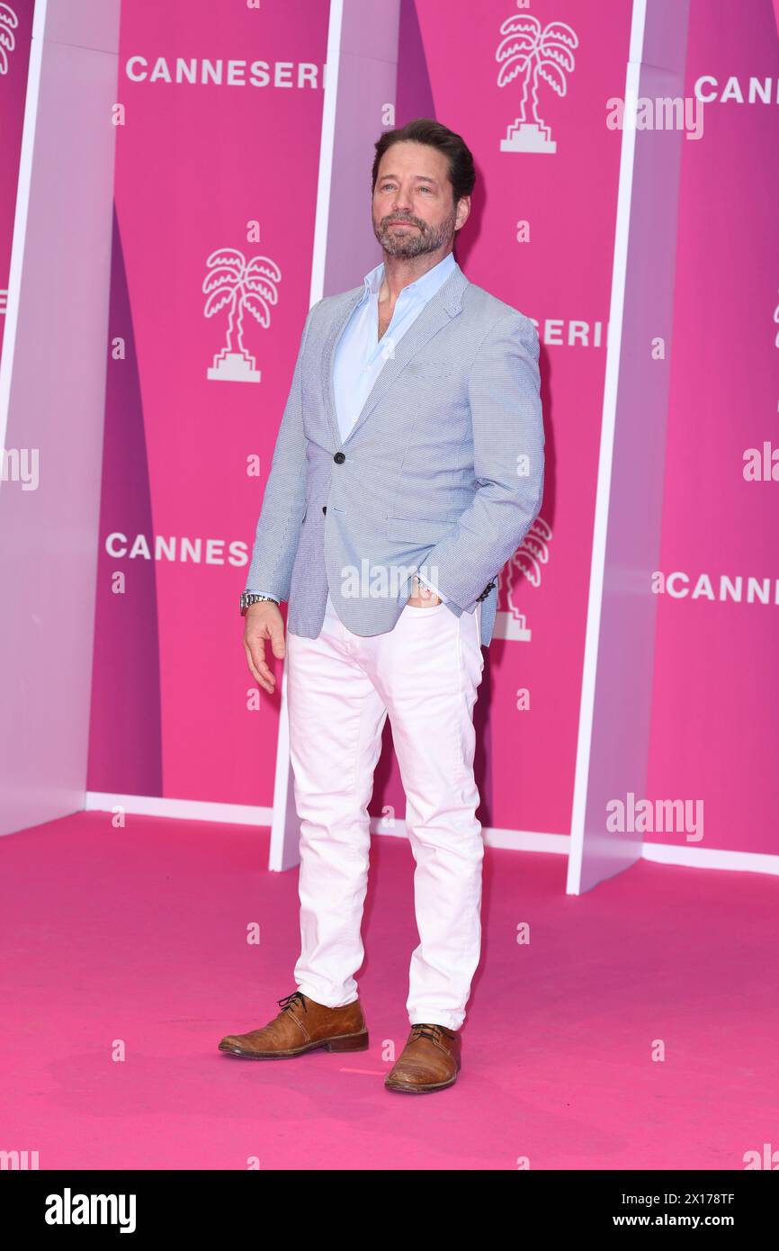 CANNES, FRANCE - APRIL 07: Jason Priestley attend the pink carpet ...