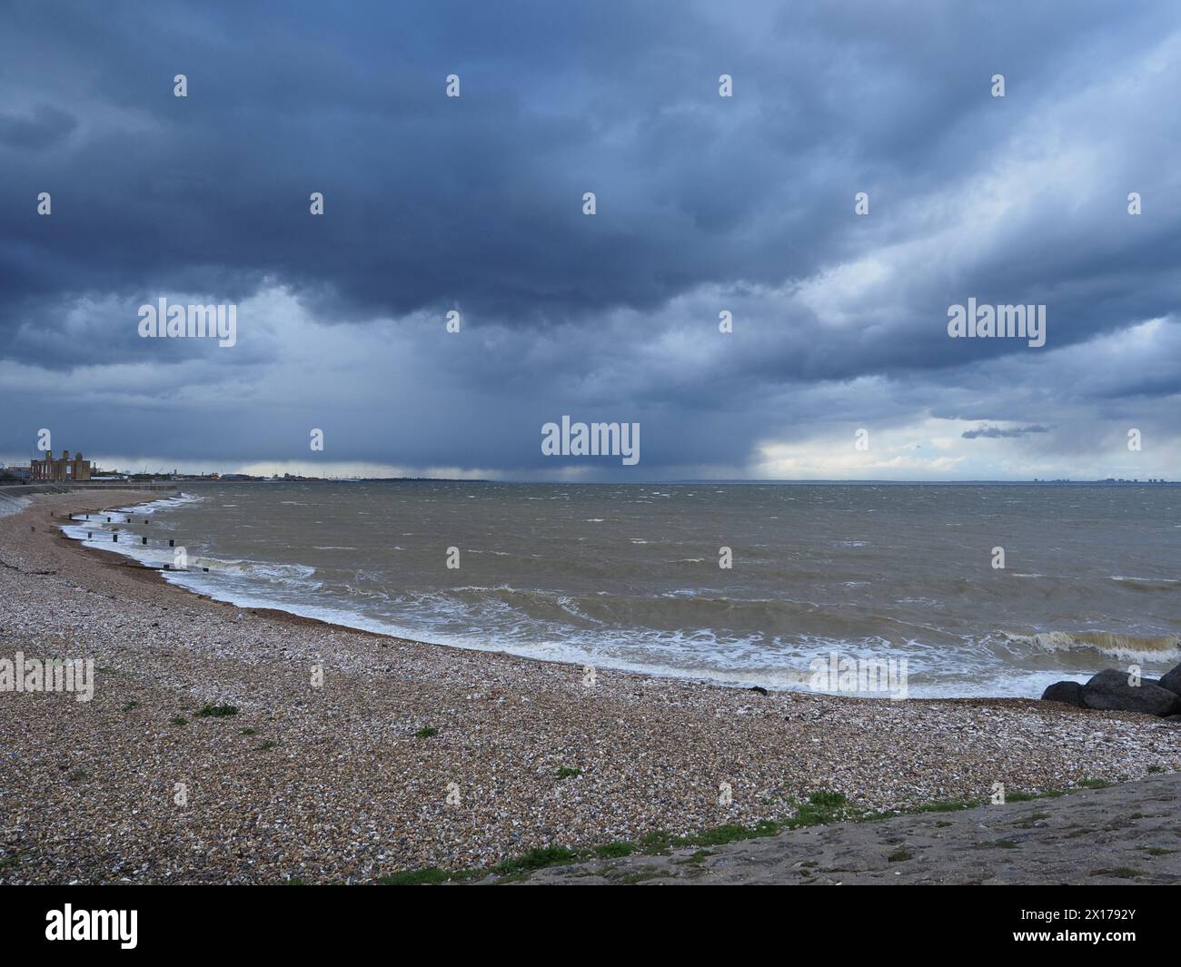 Sheerness, Kent, UK. 15th Apr, 2024. UK Weather: a rainbow and storm ...