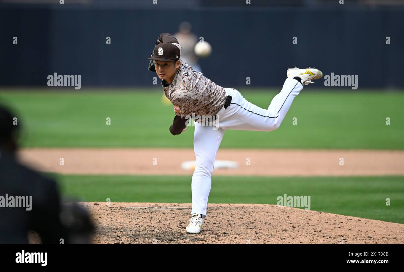 San Diego Padres pitcher Yuki Matsui (1) delivers during the eighth ...