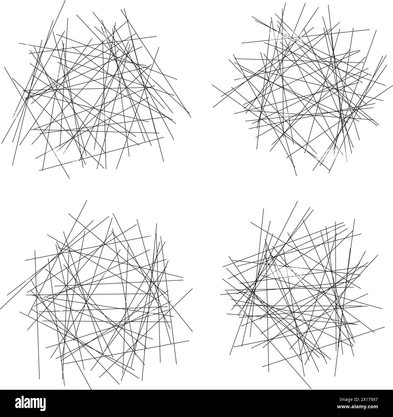 vector mess of tangled straight thin lines isolated on white background. chaos scribble ...