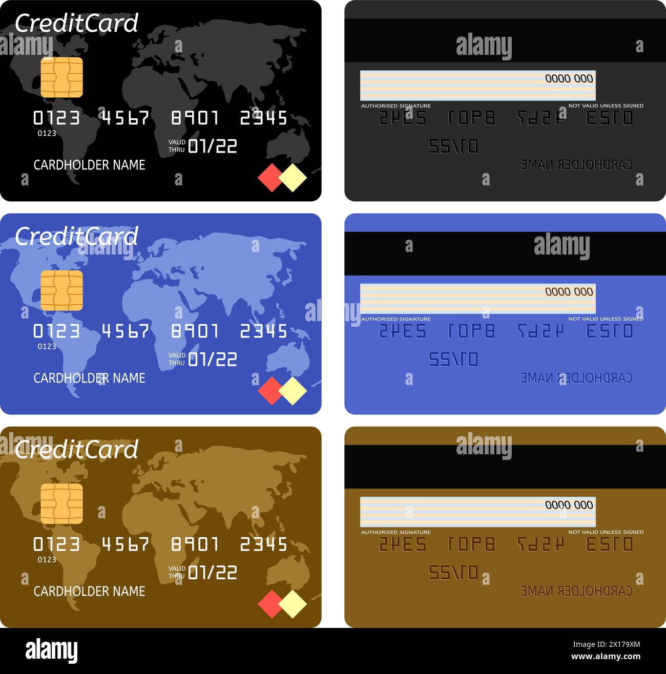 vector realistic bank credit card template isolated on white background ...