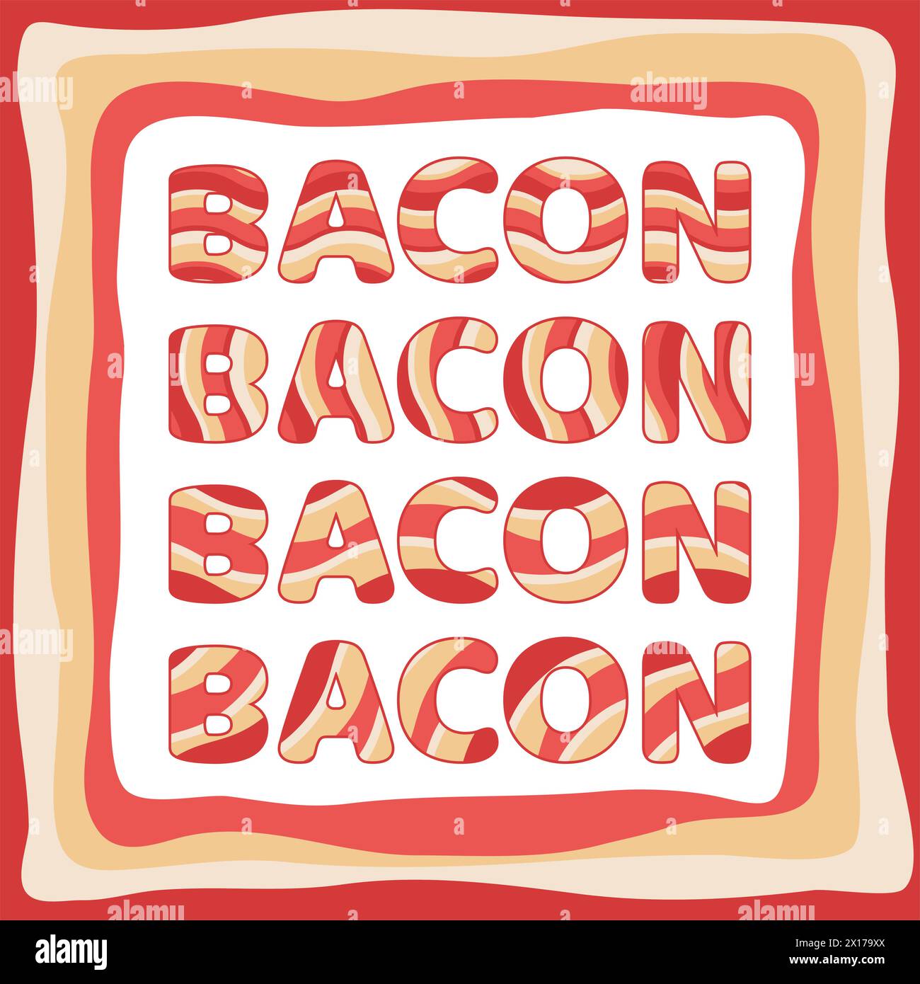 vector bacon border with text set with letters in bacon colors ...